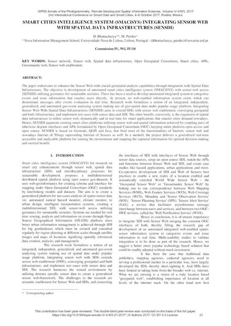 Pdf Smart Cities Intelligence System Smacisys Integrating Sensor Web · Smart Cities