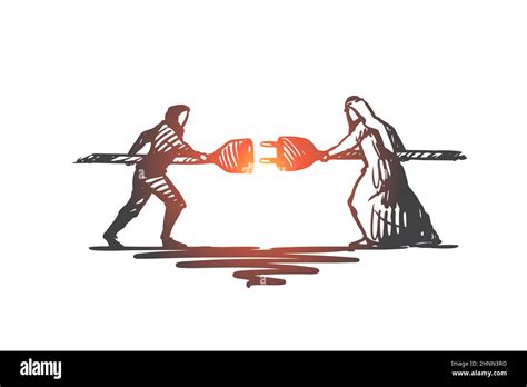 Connection Partnership Synergy Together Collaboration Concept Hand Drawn Business Partners