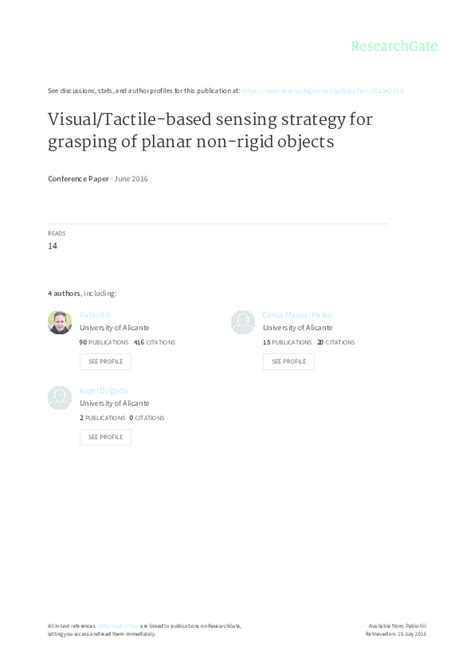 pdf visual tactile based sensing strategy for grasping of planar non rigid objects