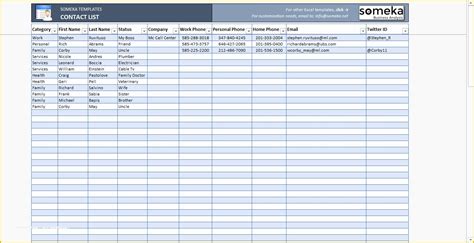 Free Contact List Template Of Contact List Template In Excel Heritagechristiancollege