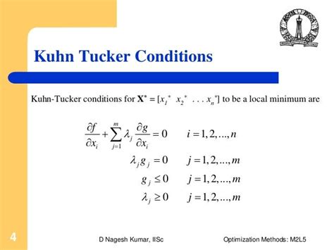 Numerical Analysis Kuhn Tucker Eqn