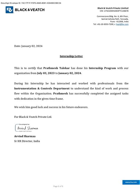 Internshipcompletion Blackandveatch Gratitude Nextchapter Prathmesh Talekar 20 Comments