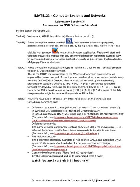 Imat5122 Lab 03 Introduction To Gnu Linux And Its Shell Pdf Text