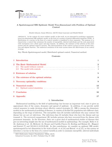 Pdf A Spatiotemporal Sir Epidemic Model Two Dimensional With Problem