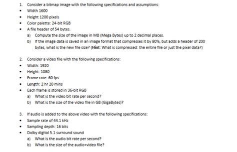 Solved 1 Consider A Bitmap Image With The Following