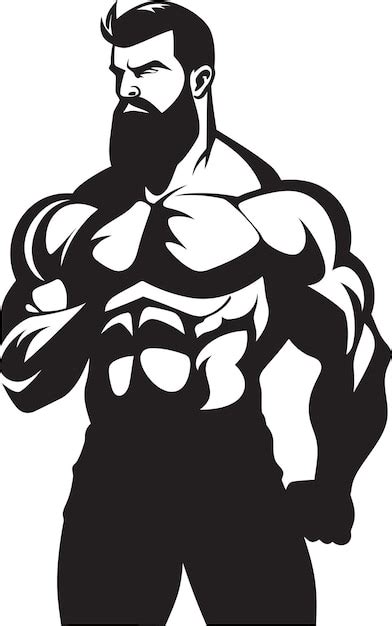 Premium Vector Robust Muscle Emblem Vector Black Logo Icon Of