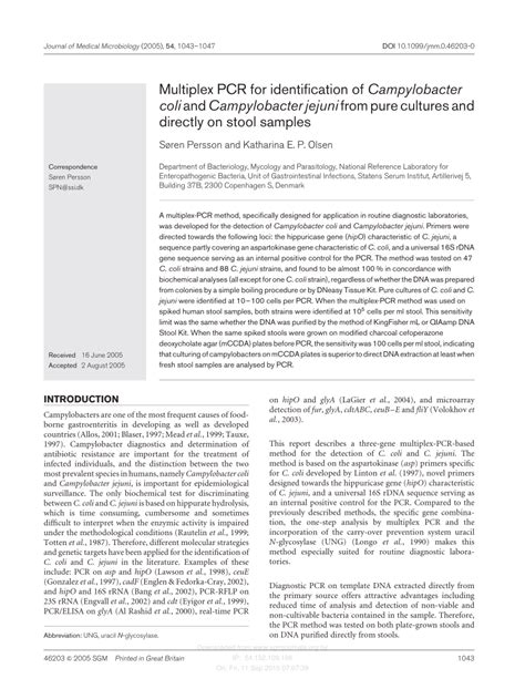 Pdf Multiplex Pcr For Identification Of Campylobacter Coli And Campylobacter Jejuni From Pure