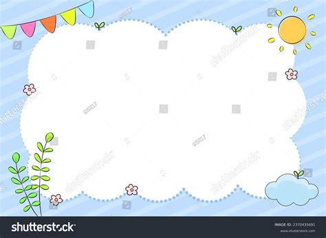 Blue Cartoon Cloud Border Vector Background Stock Vector Royalty Free
