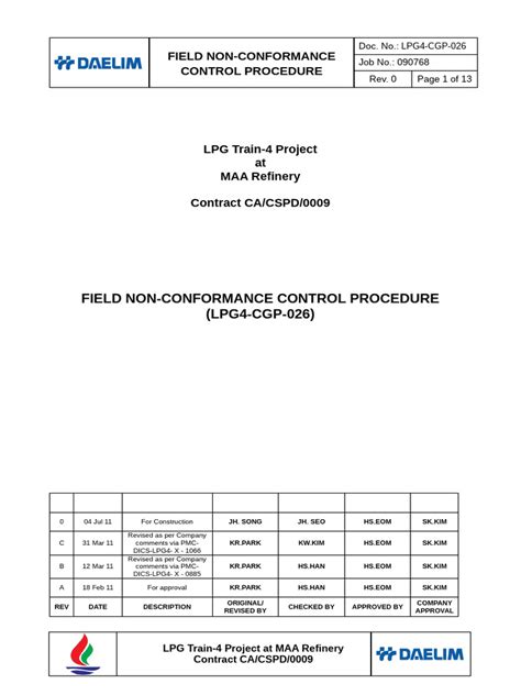 Field Non Conformance Control Procedure Rev0 Pdf Verification And Field Non Conformance Control Procedure Rev0 Pdf Verification And