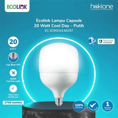Jual Ecolink Lampu Bohlam Capsule Kapsul Cdl 20w Cahaya Putih Shopee Indonesia