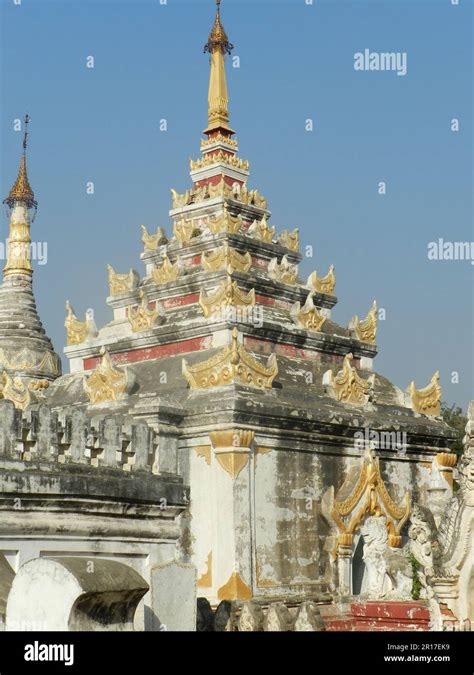 Myanmar Mandalay Inwa A Handsome Terraced Tower Of Maha Aung Mye Bonzan Kyaung Monastery