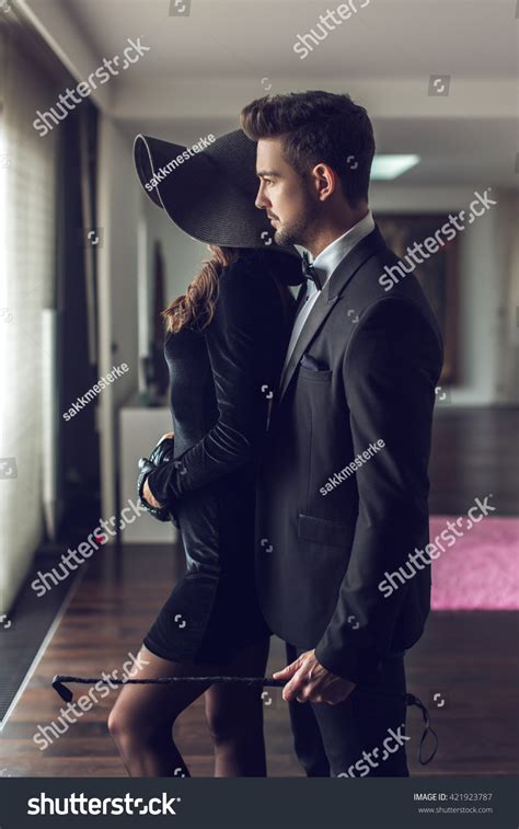 Sexy Macho Man Tuxedo Holding Whip Stock Photo 421923787 Shutterstock