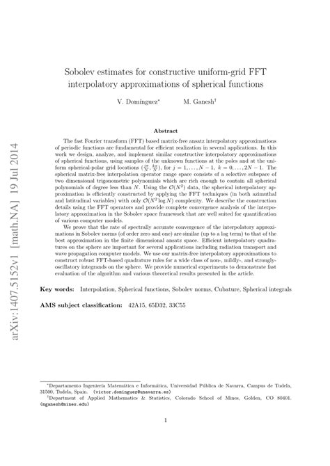 pdf sobolev estimates for constructive uniform grid fft interpolatory
