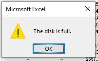 Receiving Disk Is Full Error When Trying To Save From Excel Box Support