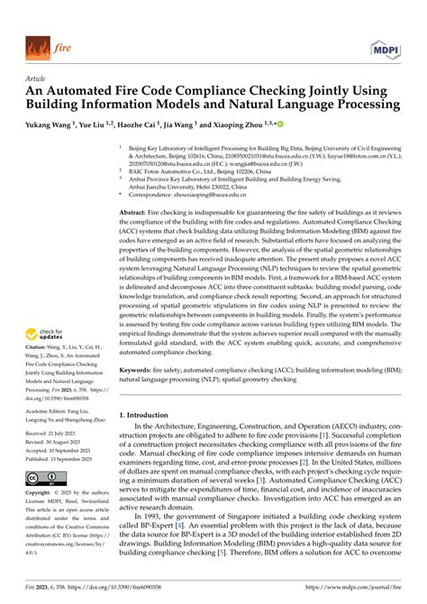 Pdf An Automated Fire Code Compliance Checking Jointly Using Building