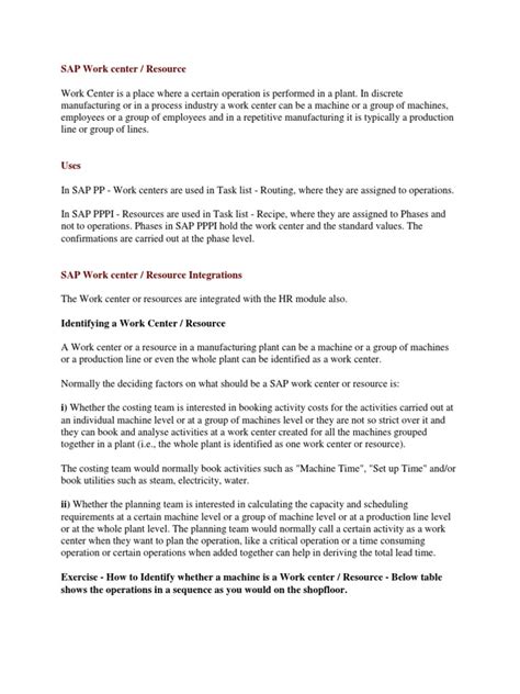 Sap Workcenter Resource Views Pdf Scheduling Production Processes