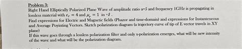 Solved Problem 3 Right Hand Elliptically Polarized Plane