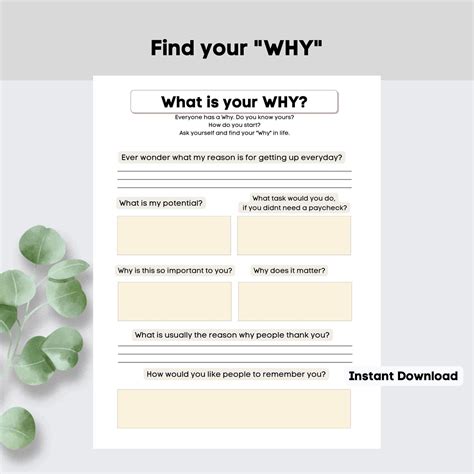 Find Your Why What Is Your Why Printable Journal Self Growth Printable
