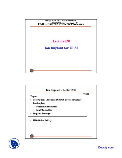 Silicon Processes Thin Film Materials Processing Lecture Slides