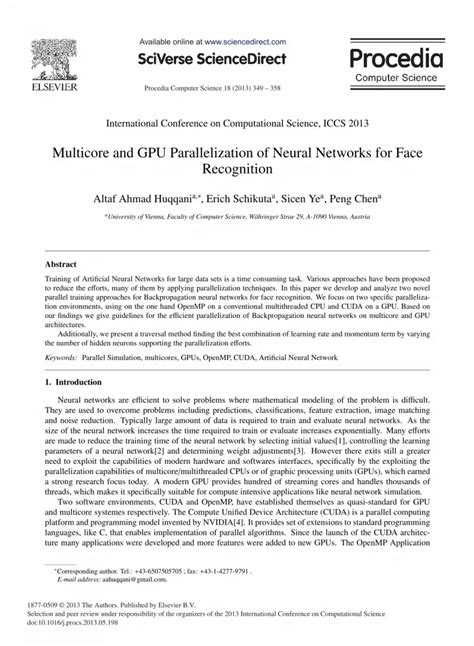 Pdf Multicore And Gpu Parallelization Of Neural Networks For Face
