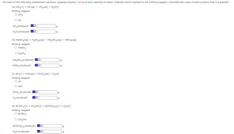 Solved For Each Of The Following Unbalanced Reactions