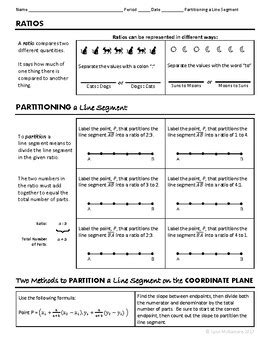 Partitioning A Line Segment Notes And Partitioning And Midpoint Puzzler Activity