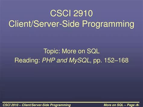 Ppt Csci 2910 Clientserver Side Programming Powerpoint Presentation