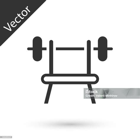 흰색 배경에 분리 된 바벨 아이콘회색 벤치 체육관 장비 보디 빌딩 파워 리프팅 피트 니스 개념 벡터 건강한 생활방식에 대한 스톡