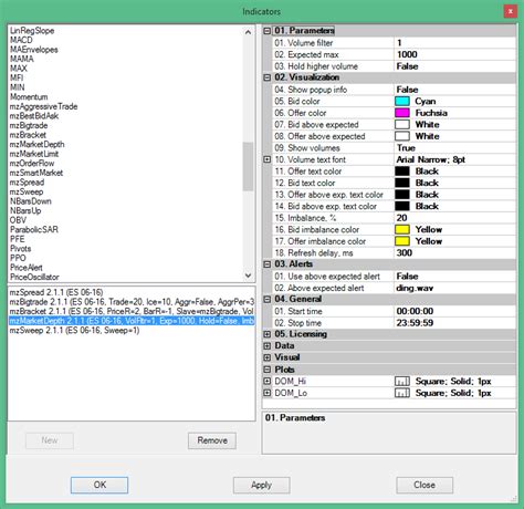 Marketdepth Parameters Mzpack For Ninjatrader