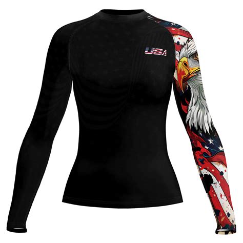 Rashninja Patriotic Eagle Stars Womens Long Sleeve Rash Guard