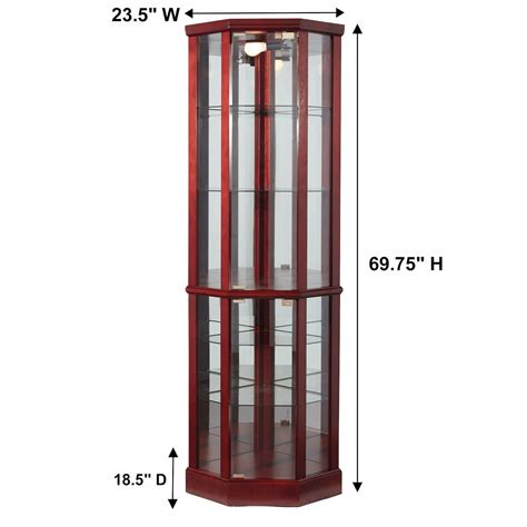 Tessa Lighted Display Corner Curio Cabinet With Glass Shelves And