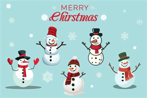 Merry Christmas Snowman Vector Collection 30184836 Vector Art At Vecteezy