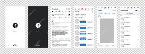 Premium Vector Facebook Mockup Set Screen Social Media And Network