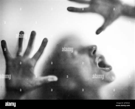 Scary Picture Of Hands Behind Glass Horror Ghost Woman Behind Door
