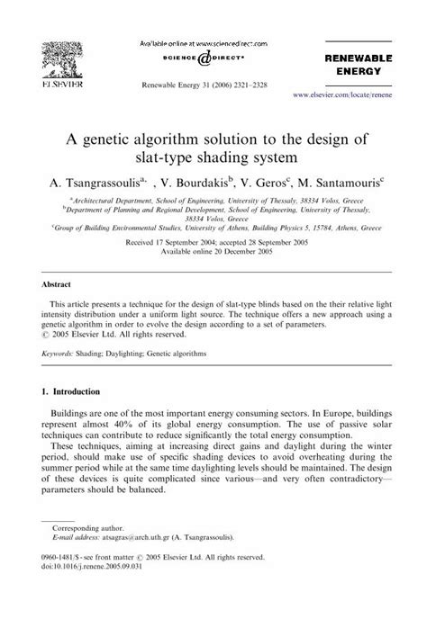 pdf a genetic algorithm solution to the design of slat type shading
