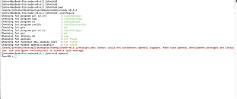 Node Js Mac Install Openssl Environment Failed To Found Stack Overflow