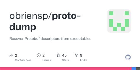 Github Obrienspproto Dump Recover Protobuf Descriptors From Executables