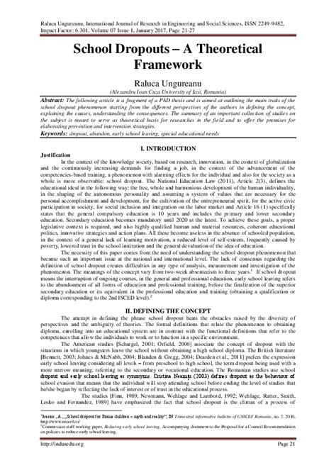 Pdf School Dropouts A Theoretical Framework