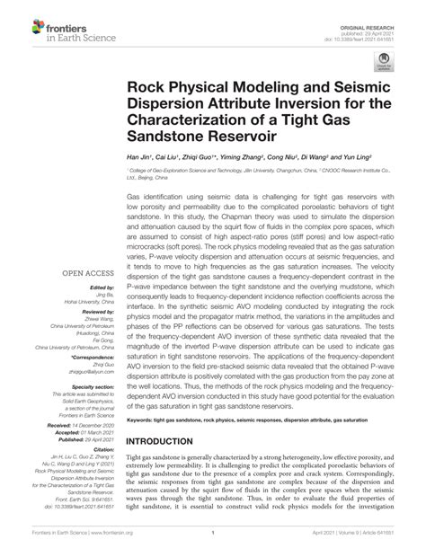 Pdf Rock Physical Modeling And Seismic Dispersion Attribute Inversion For The Characterization