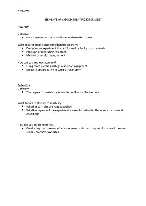 Accuracy Reliability Validity Elements Of A Good Scientific