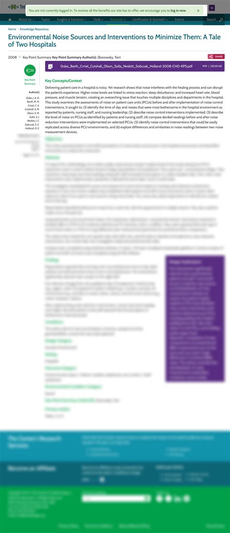 Solution Environmental Noise Sources And Interventions To Minimize Them A Tale Of Two Hospitals
