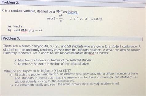 Solved X Is A Random Variable Defined By A Pmf As Follows