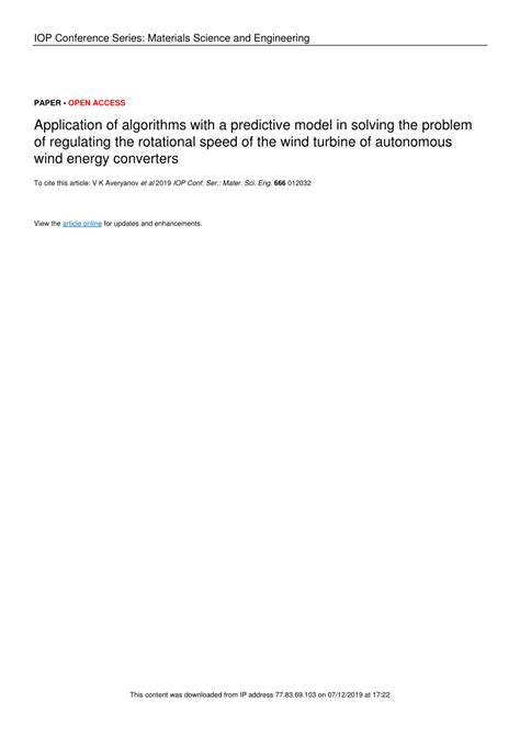 Pdf Application Of Algorithms With A Predictive Model In Solving The