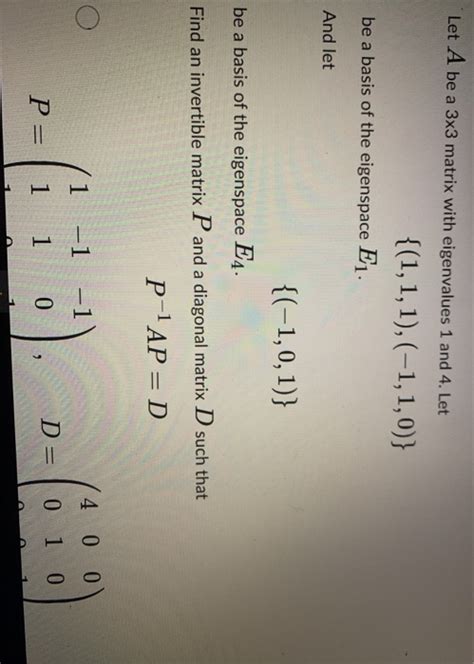 Solved Let A Be A 3x3 Matrix With Eigenvalues 1 And 4 Let