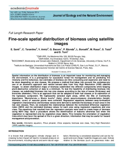 Pdf Fine Scale Spatial Distribution Of Biomass Using Satellite Images