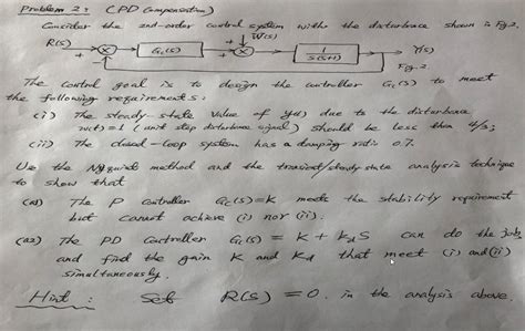 Solved Consider The 2nd Order Control System With The