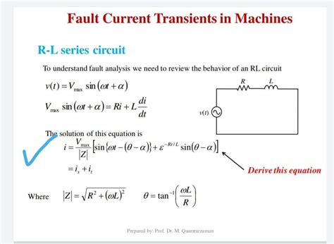 Solved Fault Current Transients In Machines R L Series
