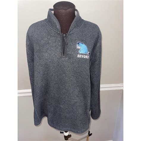 Disney Store Embroidered Eeyore Gray Fleece 14 Zip Depop
