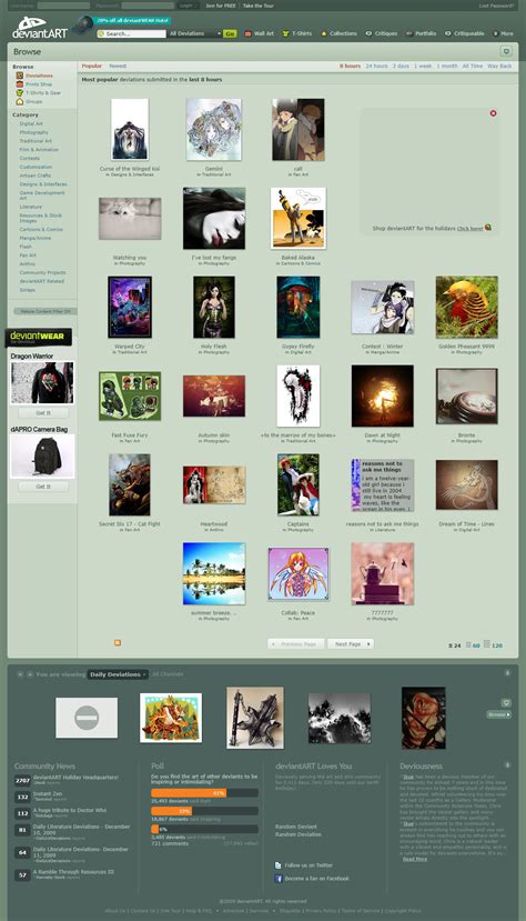 DeviantArt in 2009 - Web Design Museum