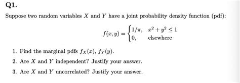 Solved Q1 Suppose Two Random Variables X And Y Have A Joint